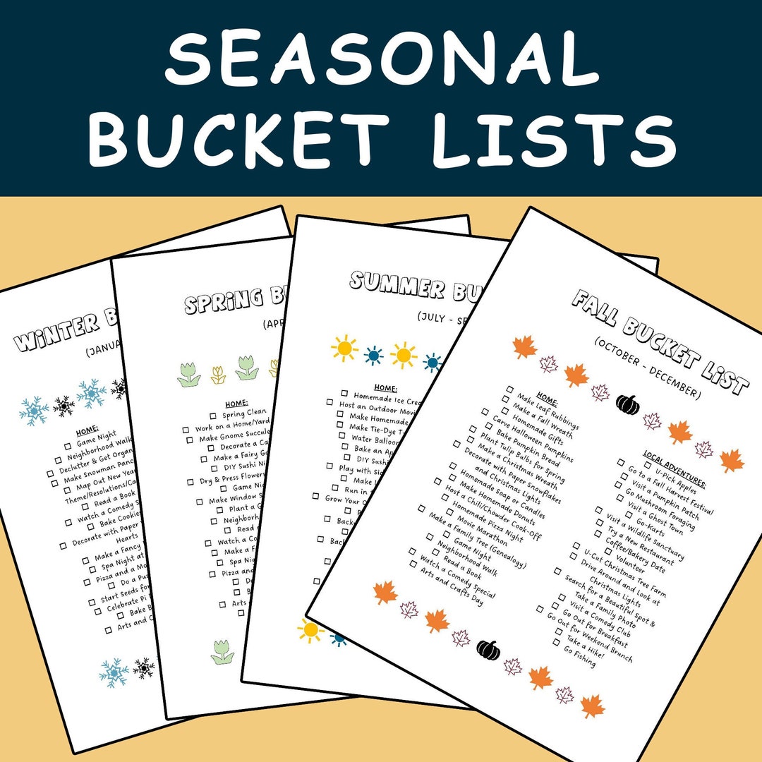 Seasonal Bucket List Printable - All 4 Seasons of Fun - Winter, Spring ...