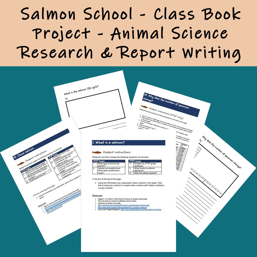 Salmon School Class Book Project Digital Printable Files Animal Science ...