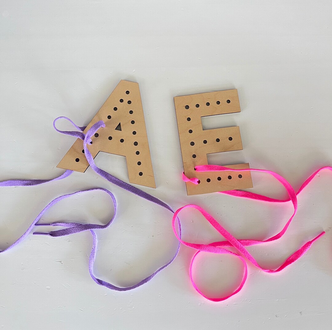 Alphabet Wooden Lacing Boards/ Montessori Toy / Laser Cut Learning ...