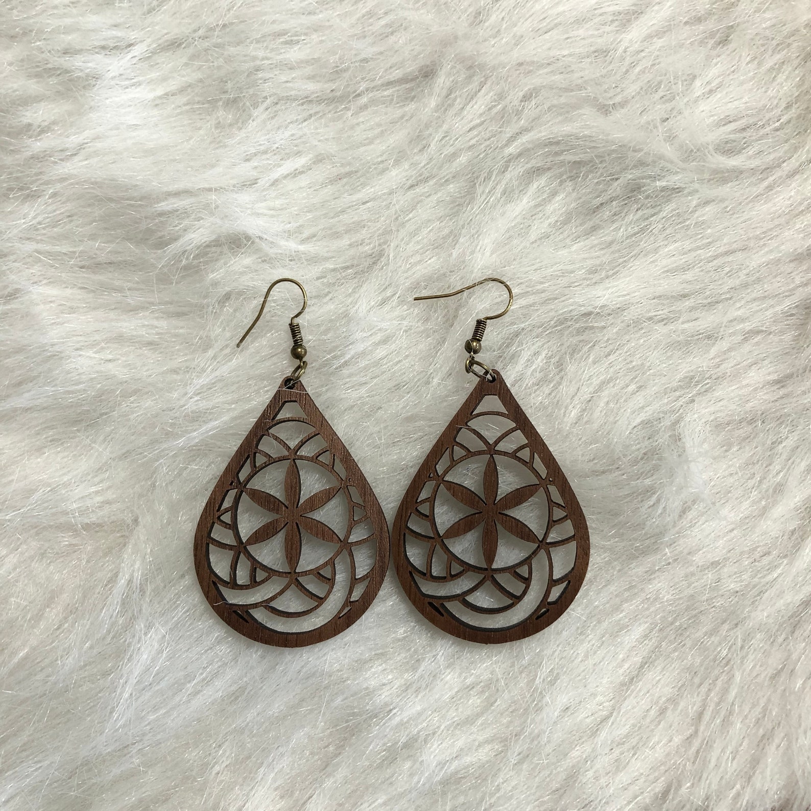 Laser Cut Natural Hardwood Earrings Teardrop Wooden Earring Etsy