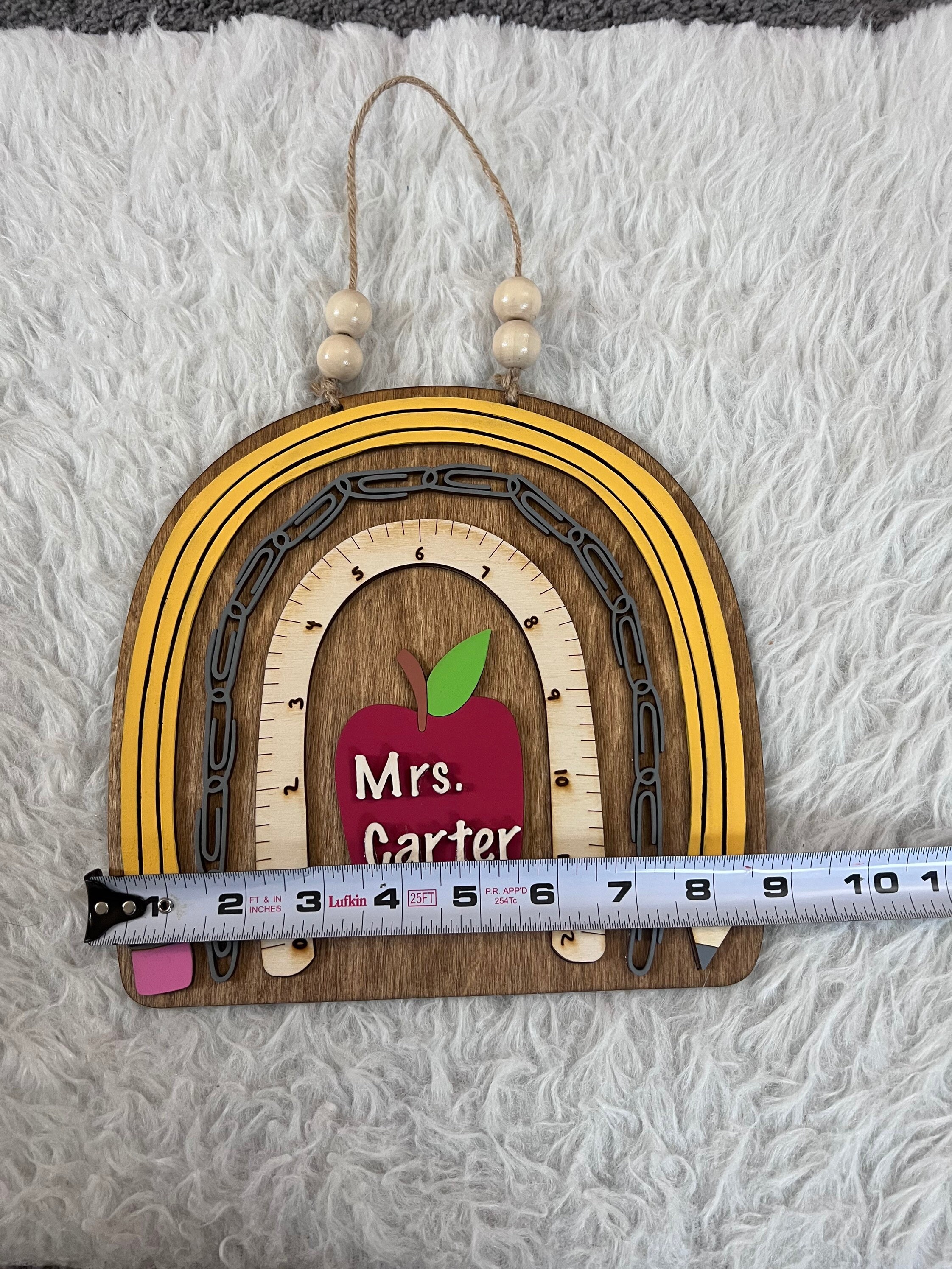 Personalized Wooden Teacher Boho Rainbow Sign / Hand Painted - Etsy