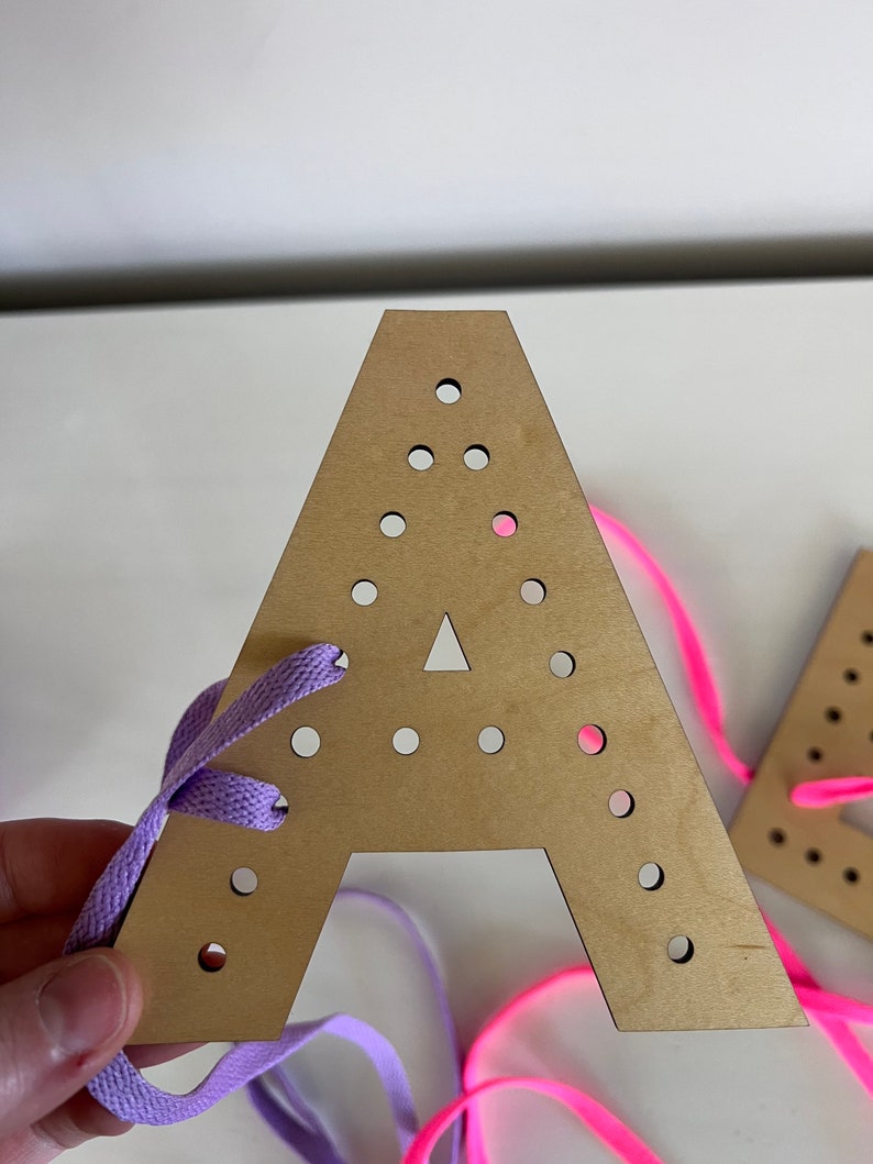 Alphabet Wooden Lacing Boards/ Montessori Toy / Laser Cut Learning ...