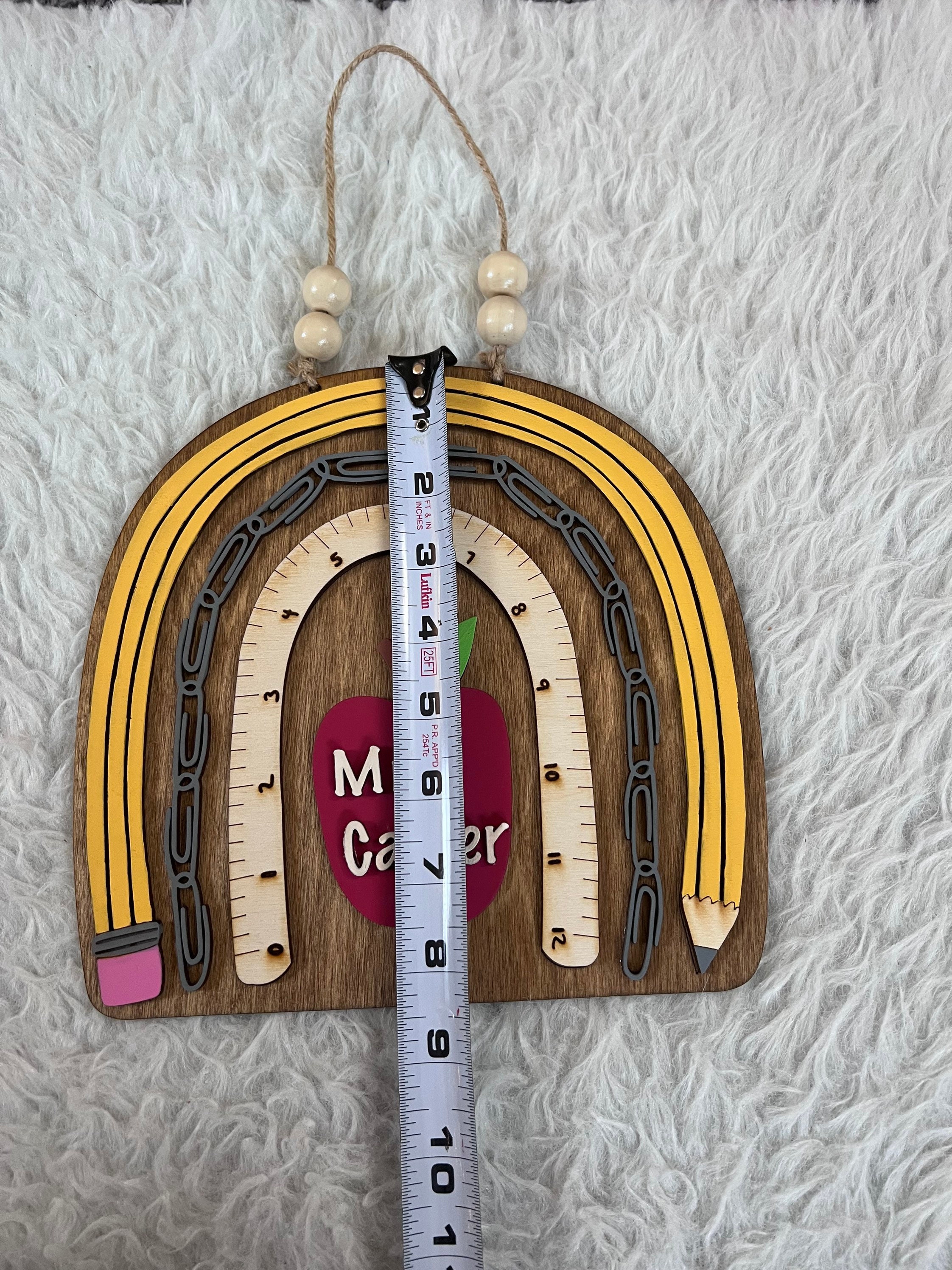 Personalized Wooden Teacher Boho Rainbow Sign / Hand Painted - Etsy