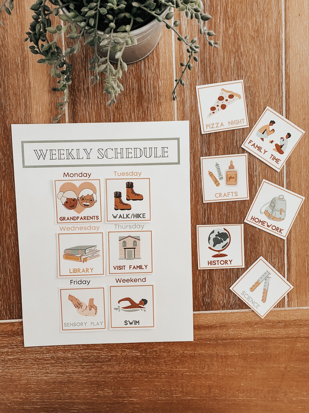 DIY Schedule for Kids - Muted Rainbow, School Planner, Schedule Planner ...