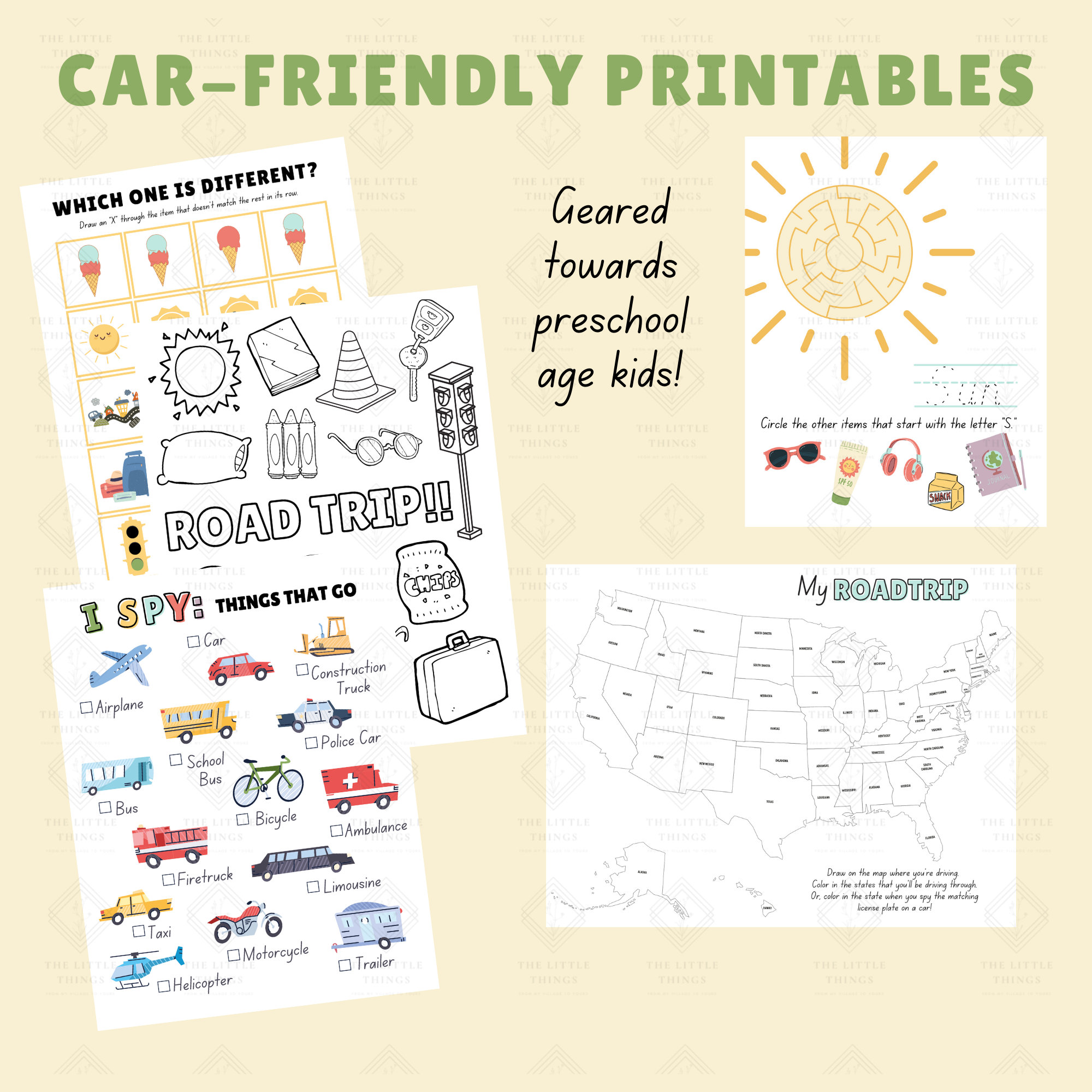 Road Trip Printable Pack Preschool Pre-k Kinder Activities - Etsy