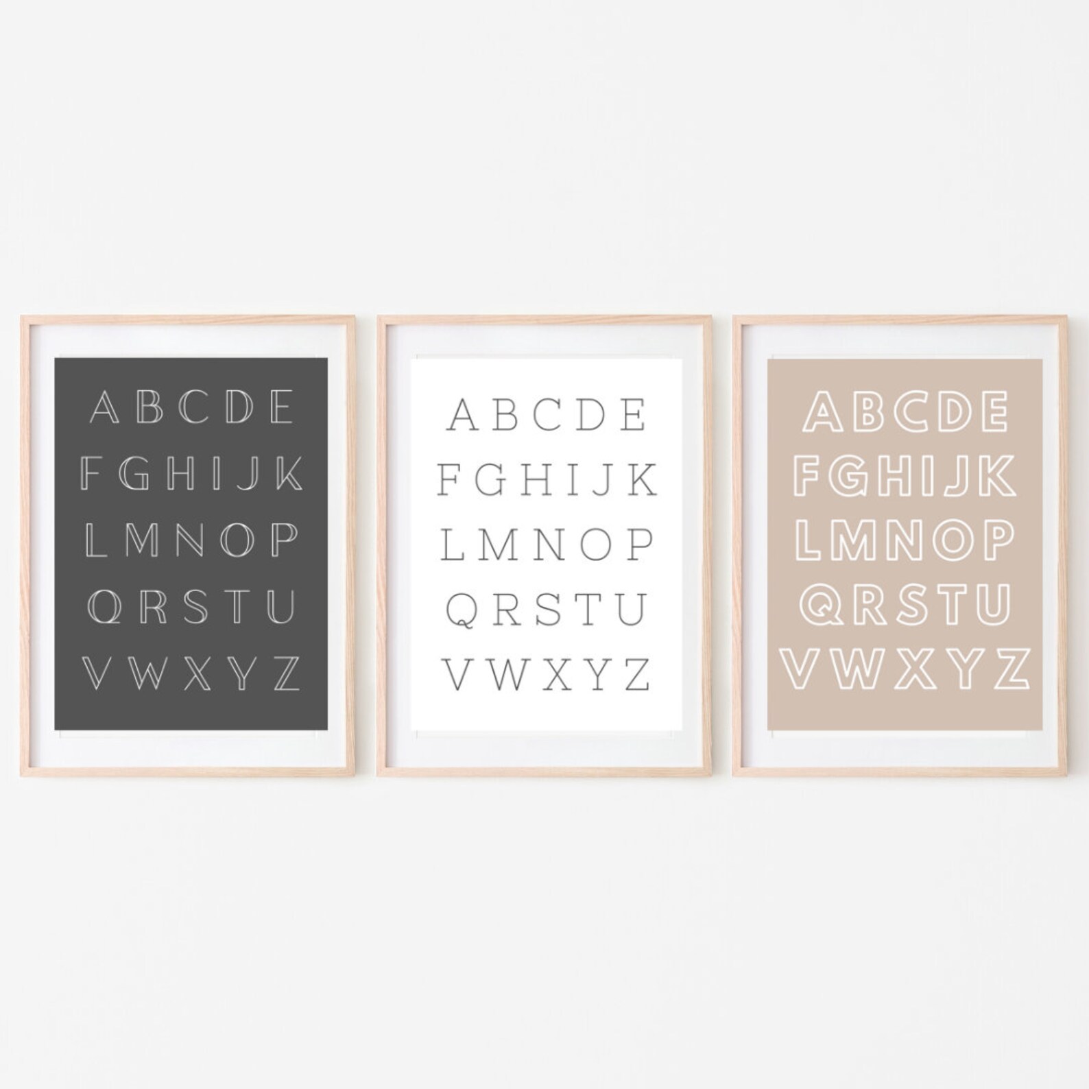 Alphabet Prints Black and White Neutral Printable Nursery | Etsy