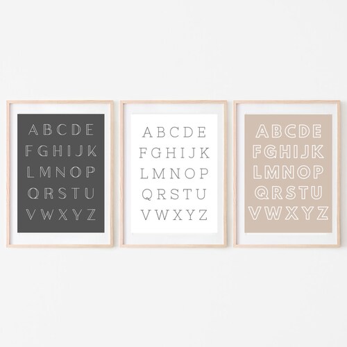 Alphabet Prints Black and White Neutral Printable Nursery - Etsy
