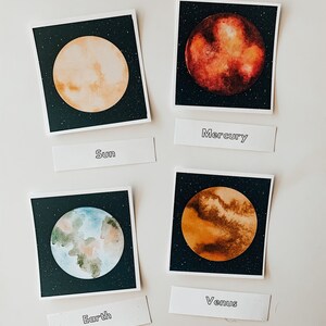 Solar System Cards, Montessori Space Cards, Preschool Space Cards ...