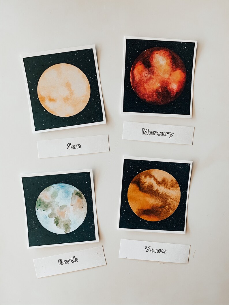 Solar System Cards Montessori Space Cards Preschool Space - Etsy
