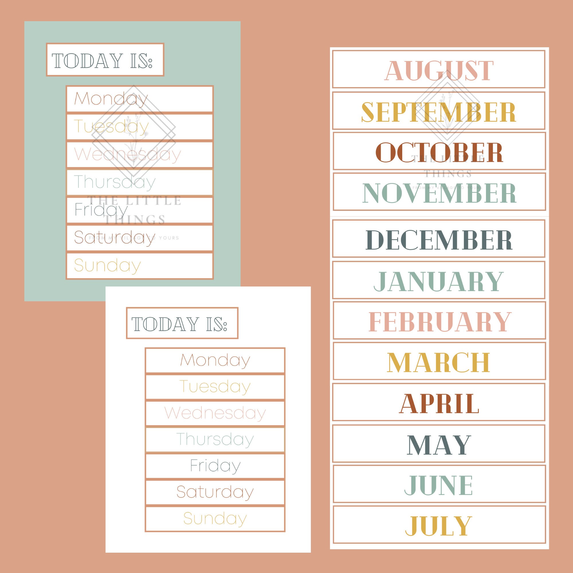 DIY School Calendar Muted Rainbow Calendar Early Elementary | Etsy