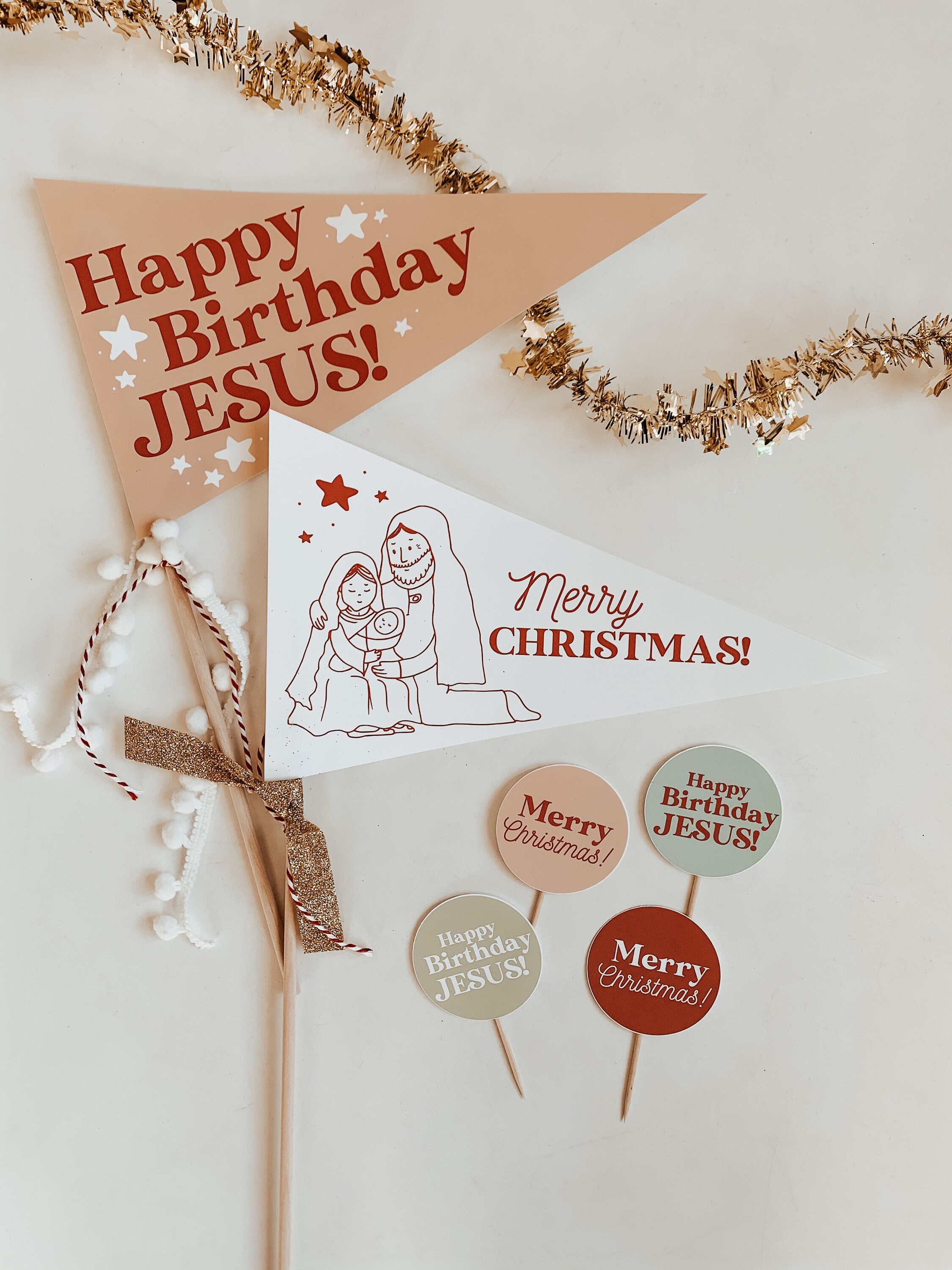 Happy Birthday Jesus Party Pack Christmas Decor DIY | Etsy