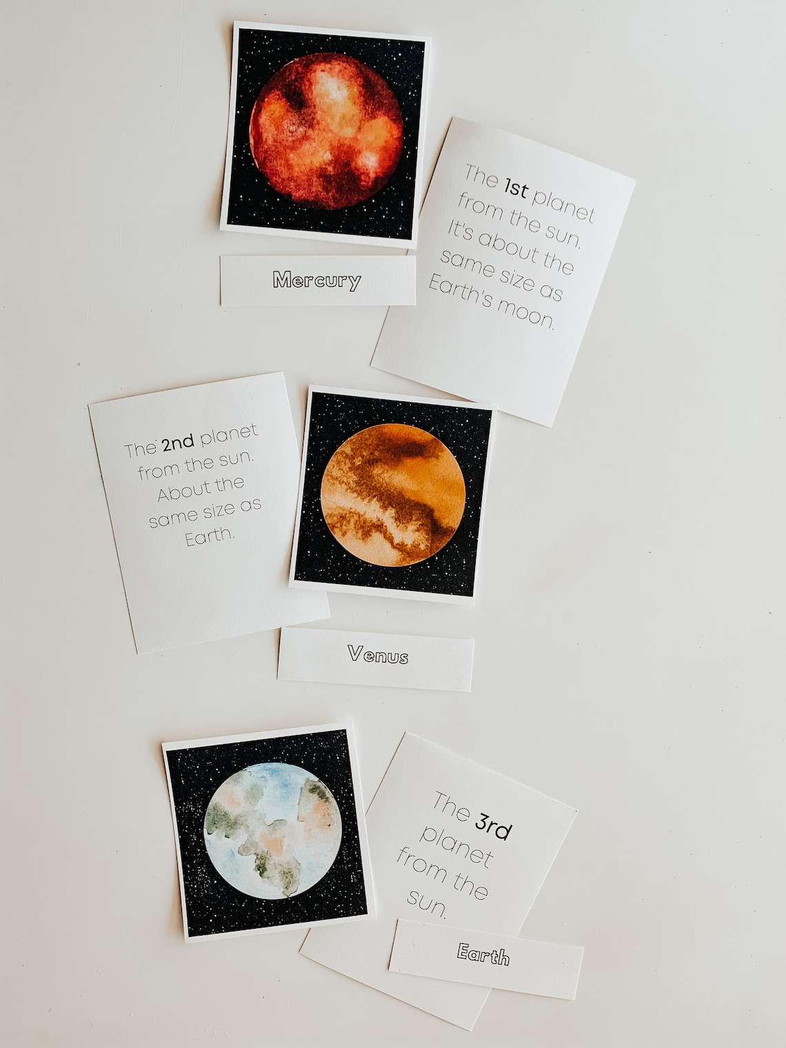 Solar System Cards Montessori Space Cards Preschool Space | Etsy