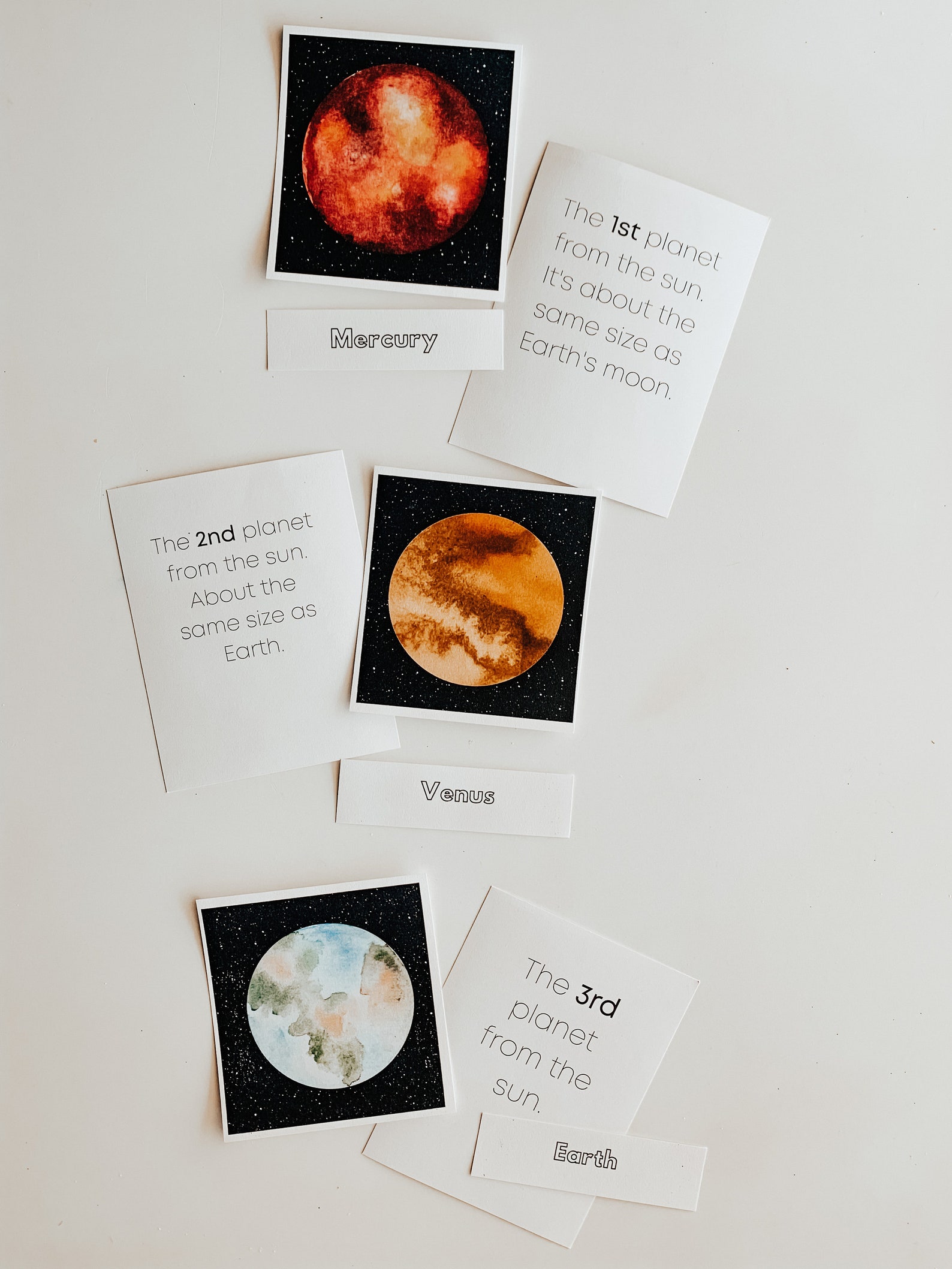 Solar System Cards Montessori Space Cards Preschool Space - Etsy
