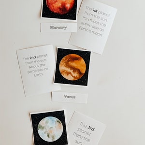 Solar System Cards, Montessori Space Cards, Preschool Space Cards ...