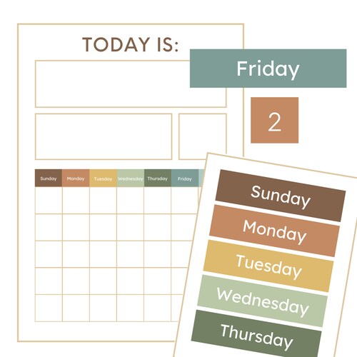 Earthy Tone School Calendar DIY Calendar Morning Routine - Etsy