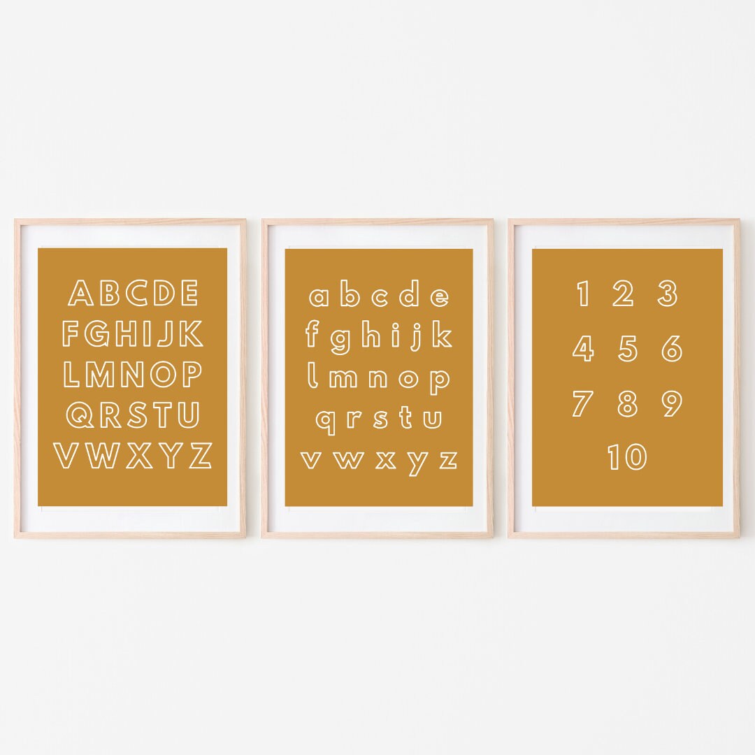 Mustard Yellow Alphabet & Number Pack Preschool Printable - Etsy