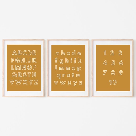 Mustard Yellow Alphabet & Number Pack Preschool Printable | Etsy