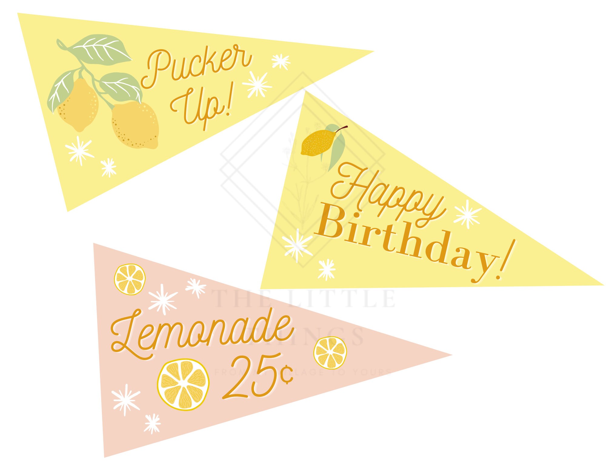 Lemonade Party Pennants and Garland Lemonade Birthday Party | Etsy