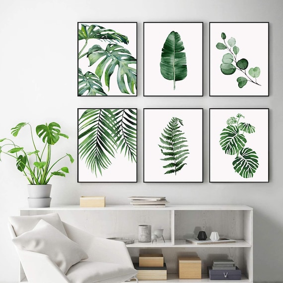 Green Botanical Wall Art Print Set of 6 Leaf Print Botanical | Etsy