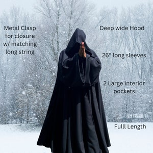 Dark Navy FULL SLEEVES Cloak~ Large Hooded Cloak~ Cosplay Cloak ...