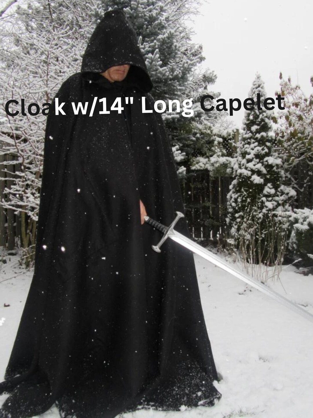 Black PURE WOOL Capelet Hooded Cloak Victorian Historical - Etsy