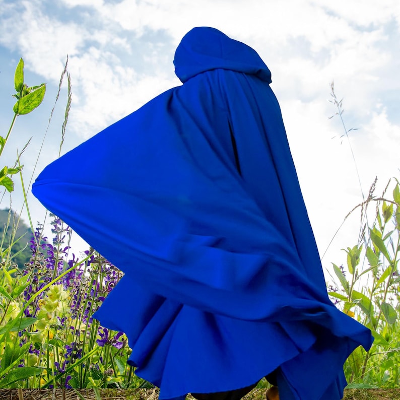 Royal Blue FULL Circle Cloak, Hooded Medieval Cloak, Wizard Renaissance ...