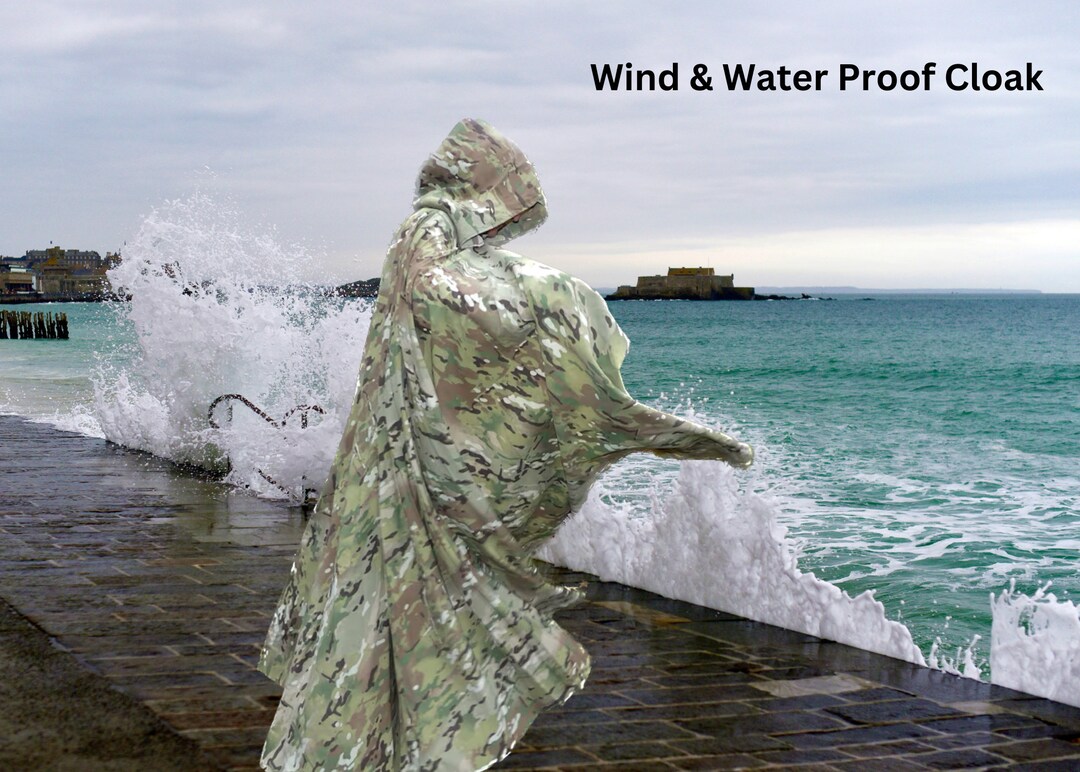 100% WATERPROOF Cloak Camouflage Cloak, Hooded Cloak, Brown Green ...