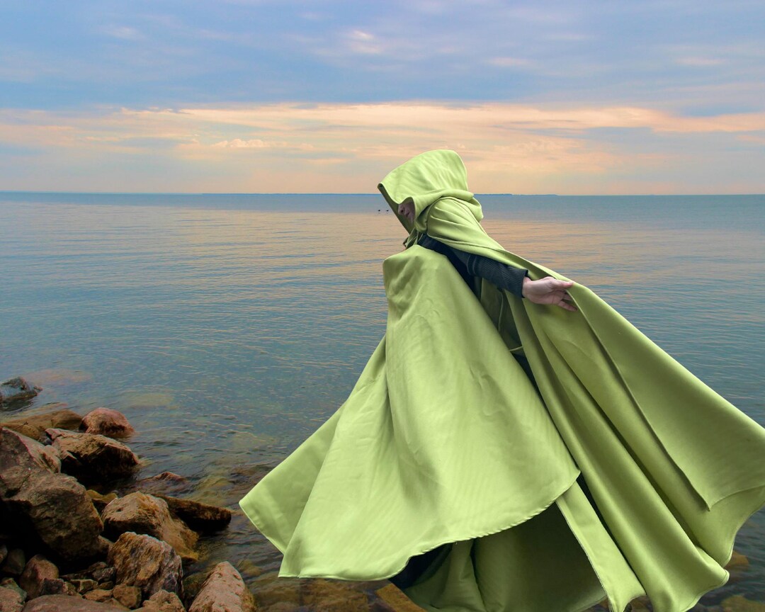 Kelly Green WOOL Cloak~~ Hooded Cloak~ Green Hooded Cloak~ Custom Made ...