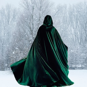 Emerald Velvet Dark Green~ Large LINED Hood~ FULL Circle Cloak Velvet ...