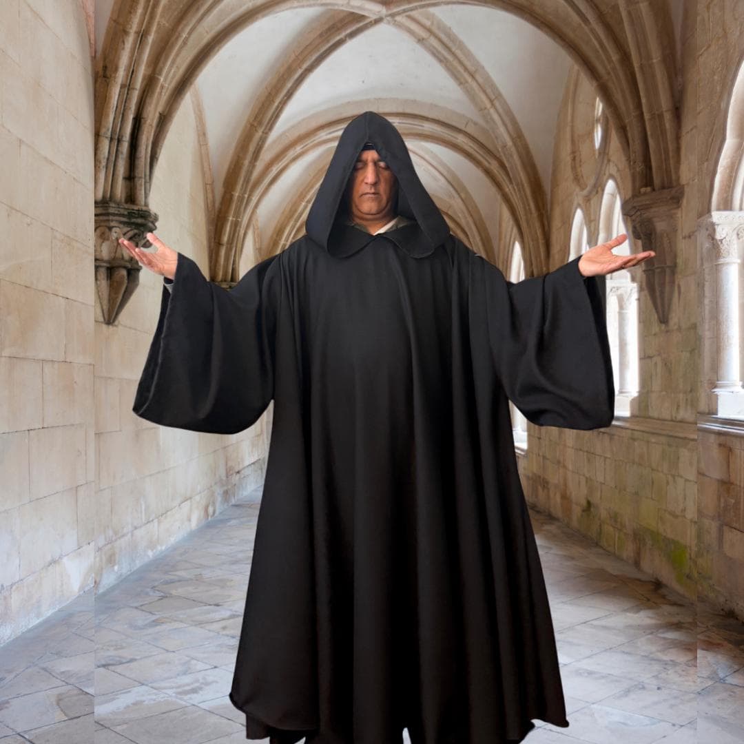 Black Hooded Robe, Ritual Cloak With Pocket, Tau , Magic Robe, Custom ...