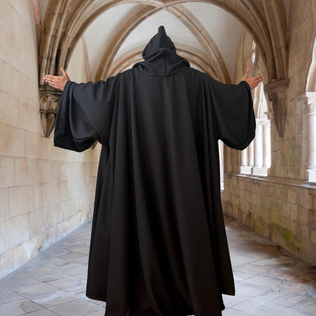Black Hooded Robe, Ritual Cloak With Pocket, Tau , Magic Robe, Custom ...