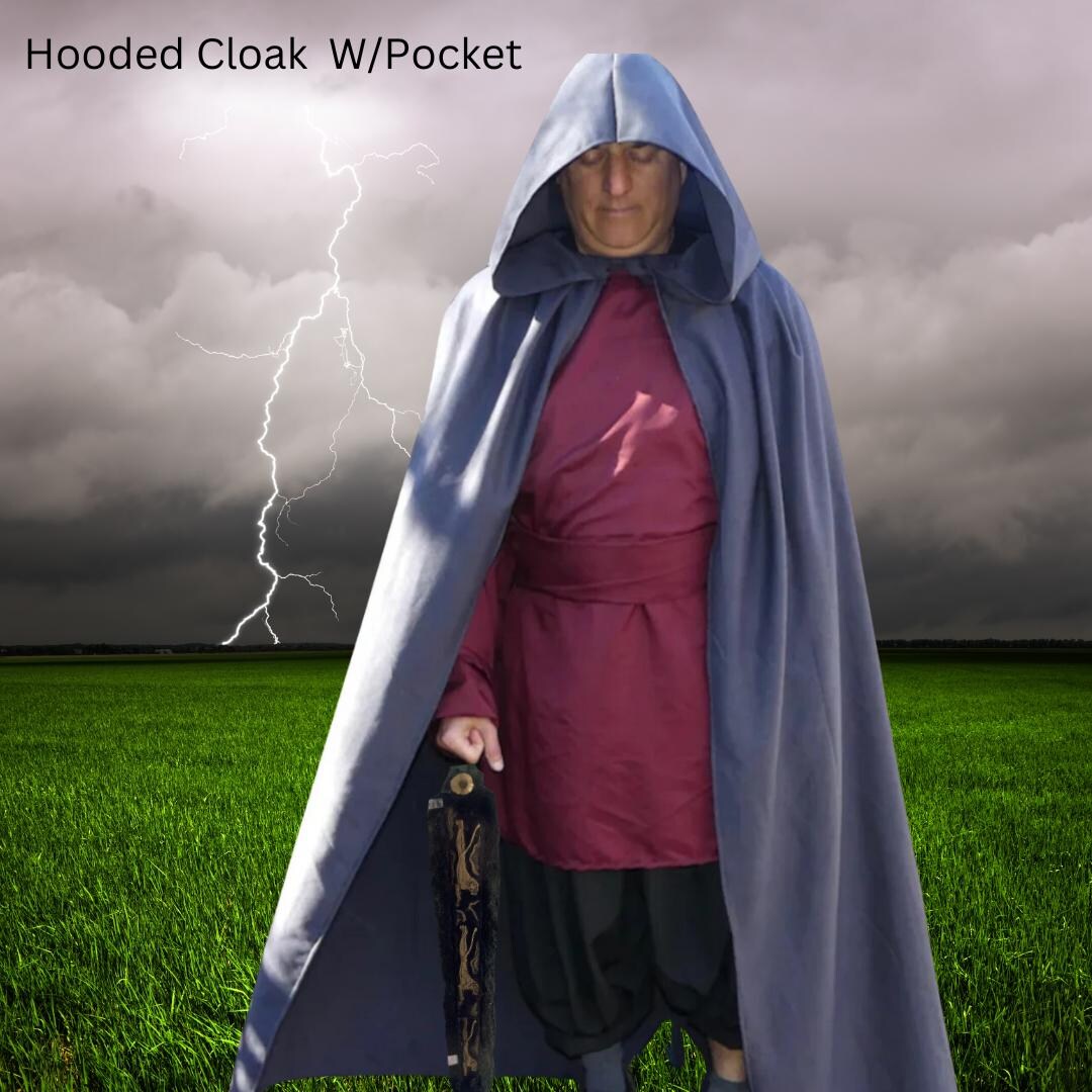 Black Cloak~ POCKET Cloak~ Hooded Cloaks~ Halloween Cloak~ LARP~ Party ...