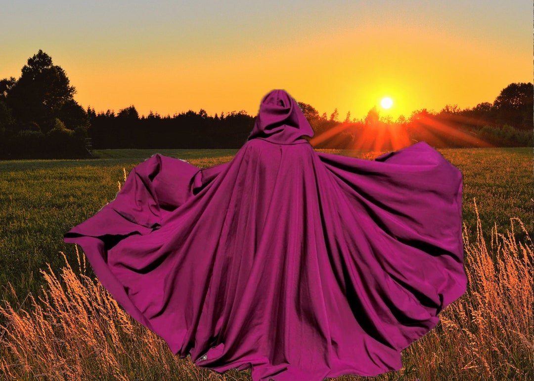 FULL CIRCLE Cloak Violet Color Cloak Hooded Cloak Pockets/armslits or ...