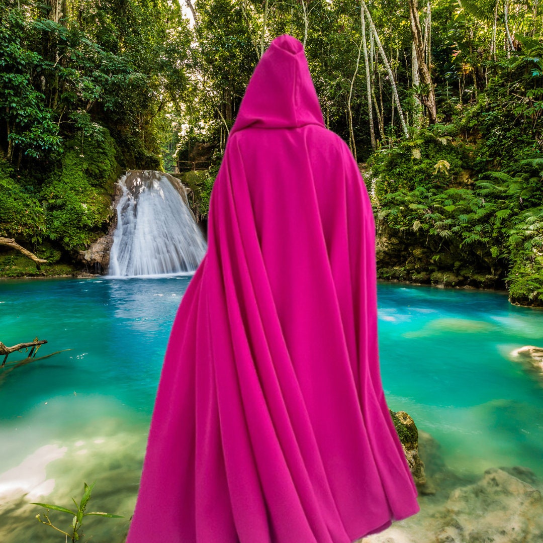 Hot Pink Full Cirlce Cloak~ Hooded Cloak~ POCKETS Cloak~ Movie Theme ...