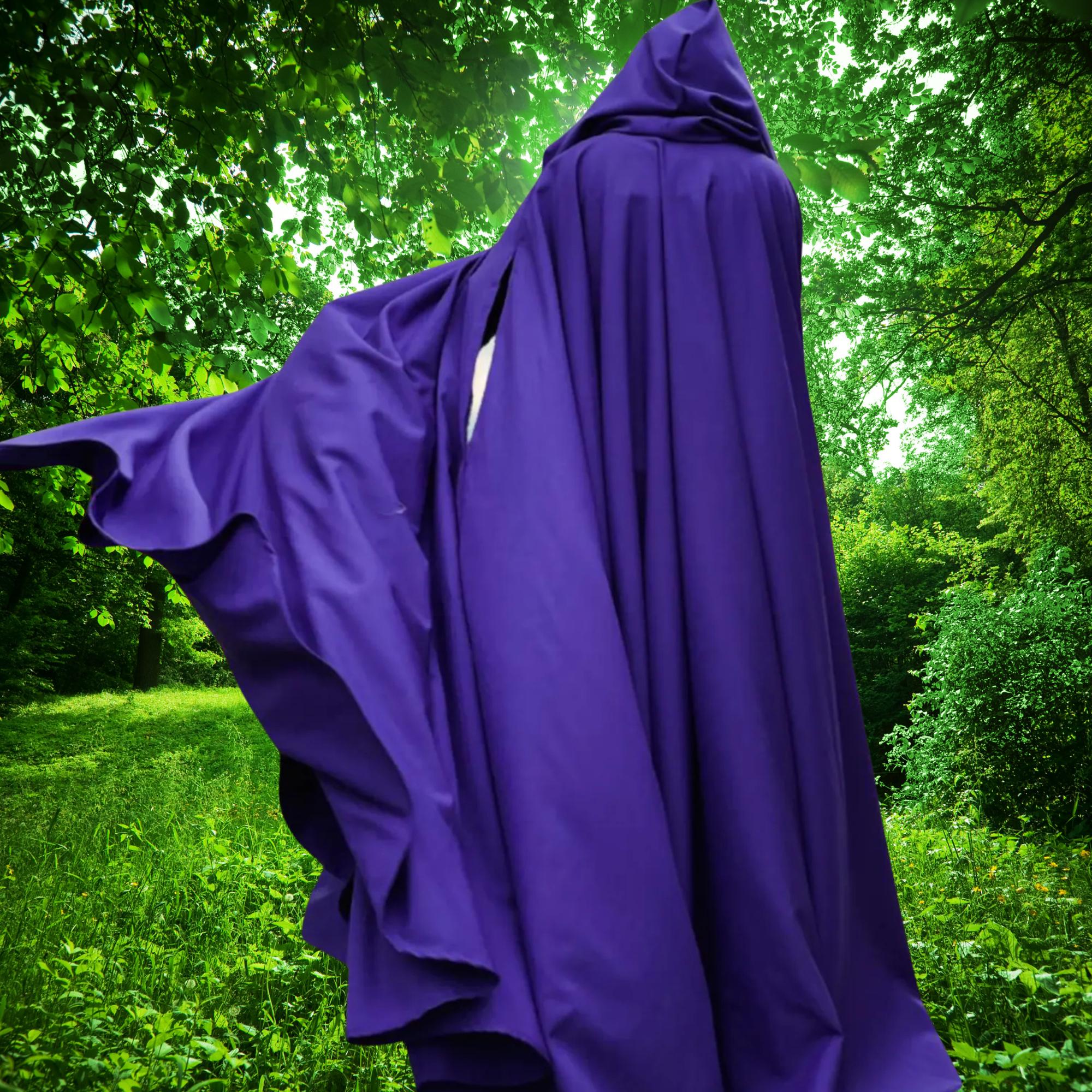 Purple FULL Circle Cloak, Large Hooded, Witch Cosplay, Wizard Mantle ...