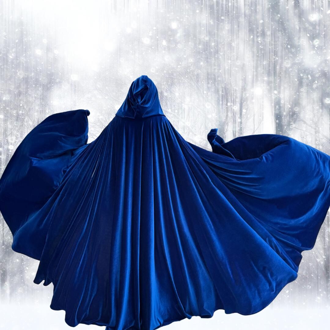 Royal Blue Velvet Cloak, Large LINED Hood, FULL Circle Cloak, 2 Pockets ...
