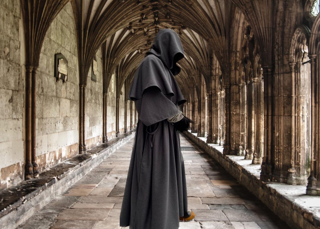 Black Monk Robe, Hooded Cowl, Belt, Monk Robe, Cosplay Robe Set, Ready ...