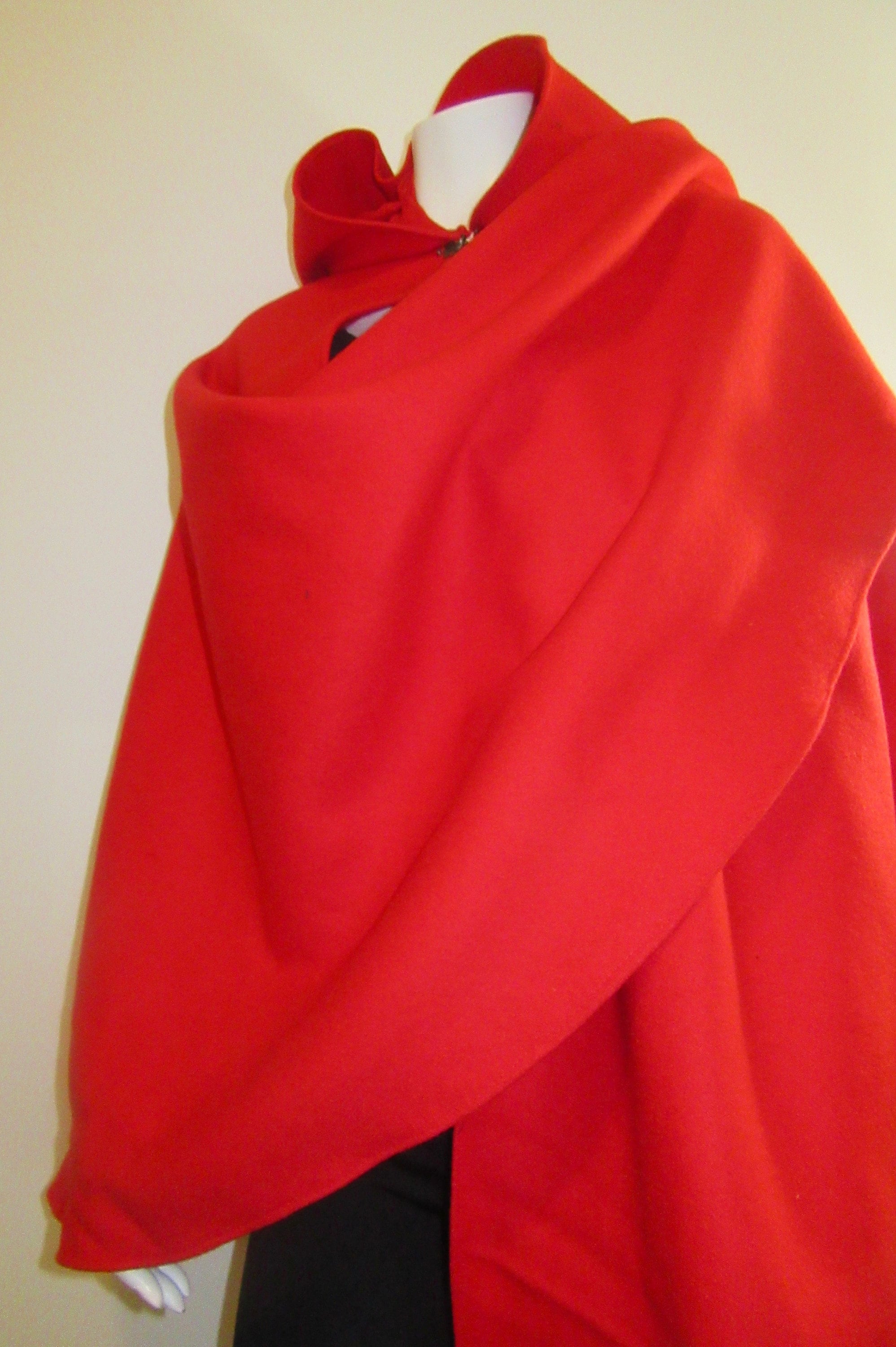 Capa roja de lana 100% pura con cierre y capucha más color de | Etsy