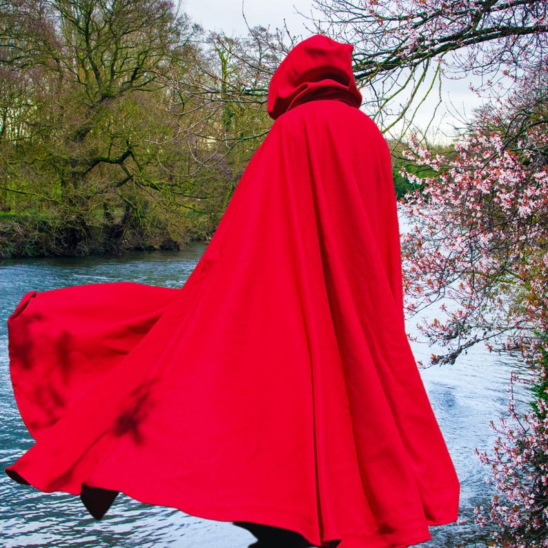 Red Melton Wool Cloak, FULL Circle Cloaks, 2 Large Interior Pockets ...