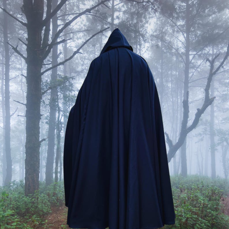 Navy Blue FULL Circle Cloak ~ Hooded Renaissance Cloak ~ Cosplay ...