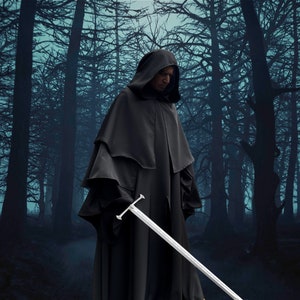 Witch King Cloak, Black FULL Circle , Hooded Cloak, LARP Cosplay ...