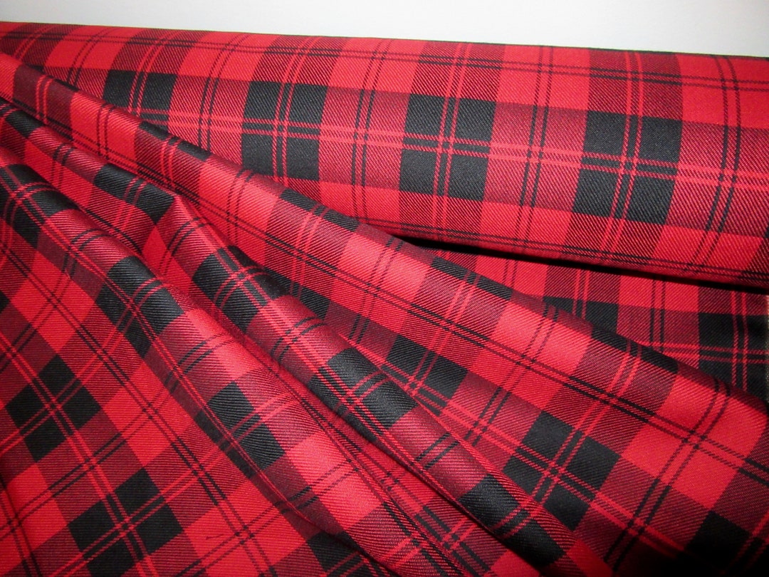By 5 or 10 Yards Menzies Red Tartan Plaid Fabric Red Black Plaid Fabric ...