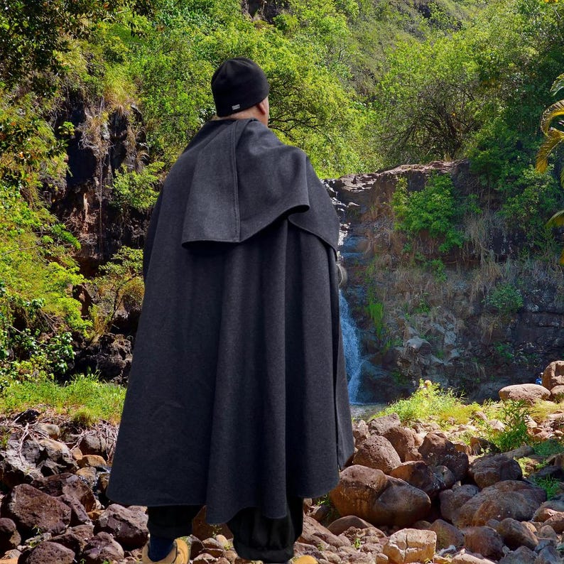 Black Bocksten Man Melton WOOL Cloak, 14th Century Cape - Etsy
