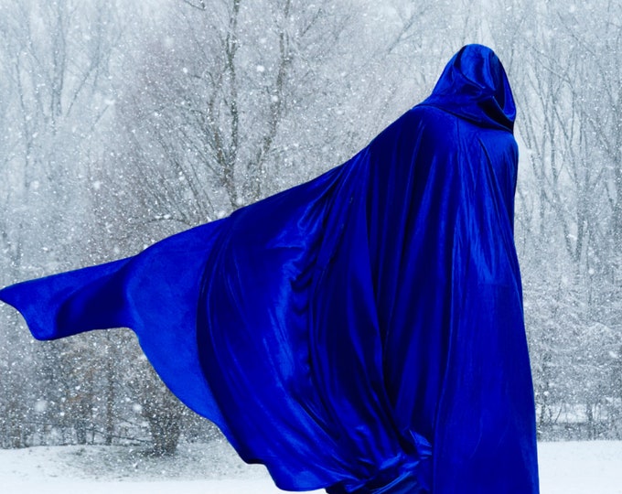 Royal Blue Velvet Cape Full Circle Cloak, Medieval Fantasy Velvet Cloak ...