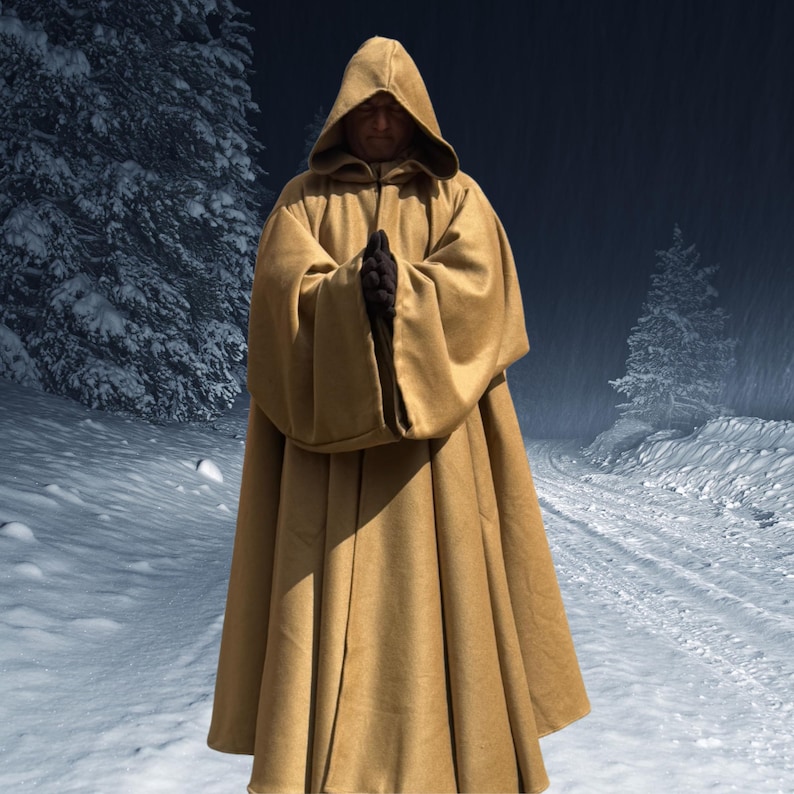 PURE Melton Wool Cloak Desert Brown, Full Circle , 2 Pockets, Medieval ...