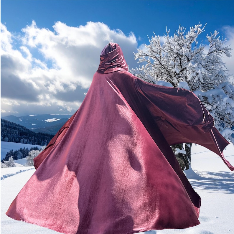 Mauve Pink Silk Velvet FULL Circle Cloak, Lined Hood, Pockets ...