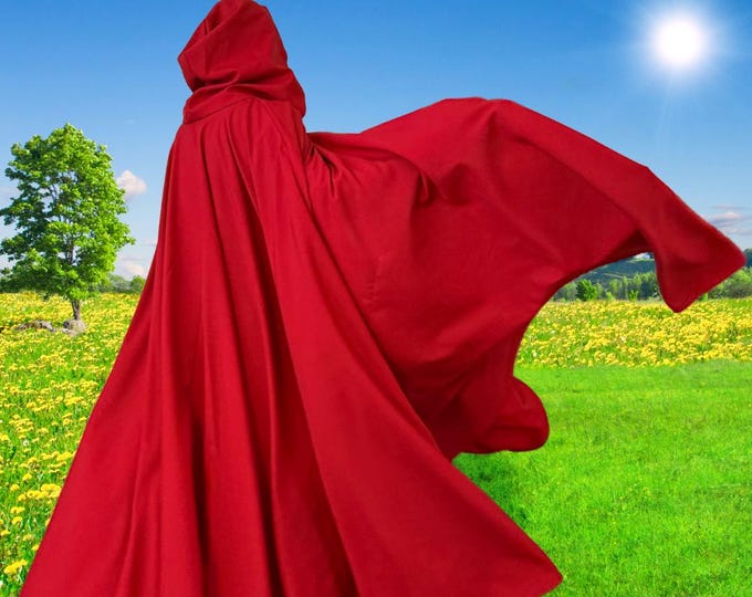 Red Cloak - Cotton, Hooded - Etsy