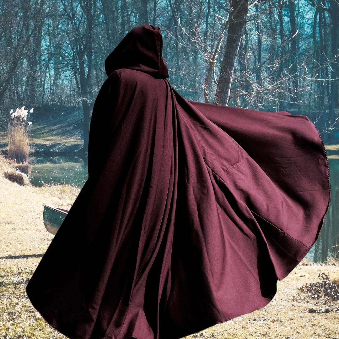 Burgundy Half Circle Cloak, Cosplay, Warrior, Pockets Cloaks, Custom ...