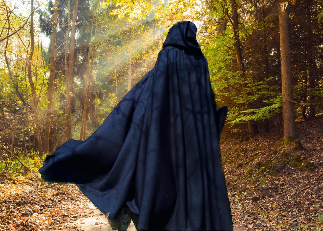 Dark Navy Cloak Full Circle Cloak Ranger Cloak LARP Cosplay Cloak ...