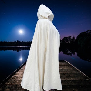 Pure Linin Ecru Color Hooded Cape Full Length Cape Cosplay Cape Beige ...